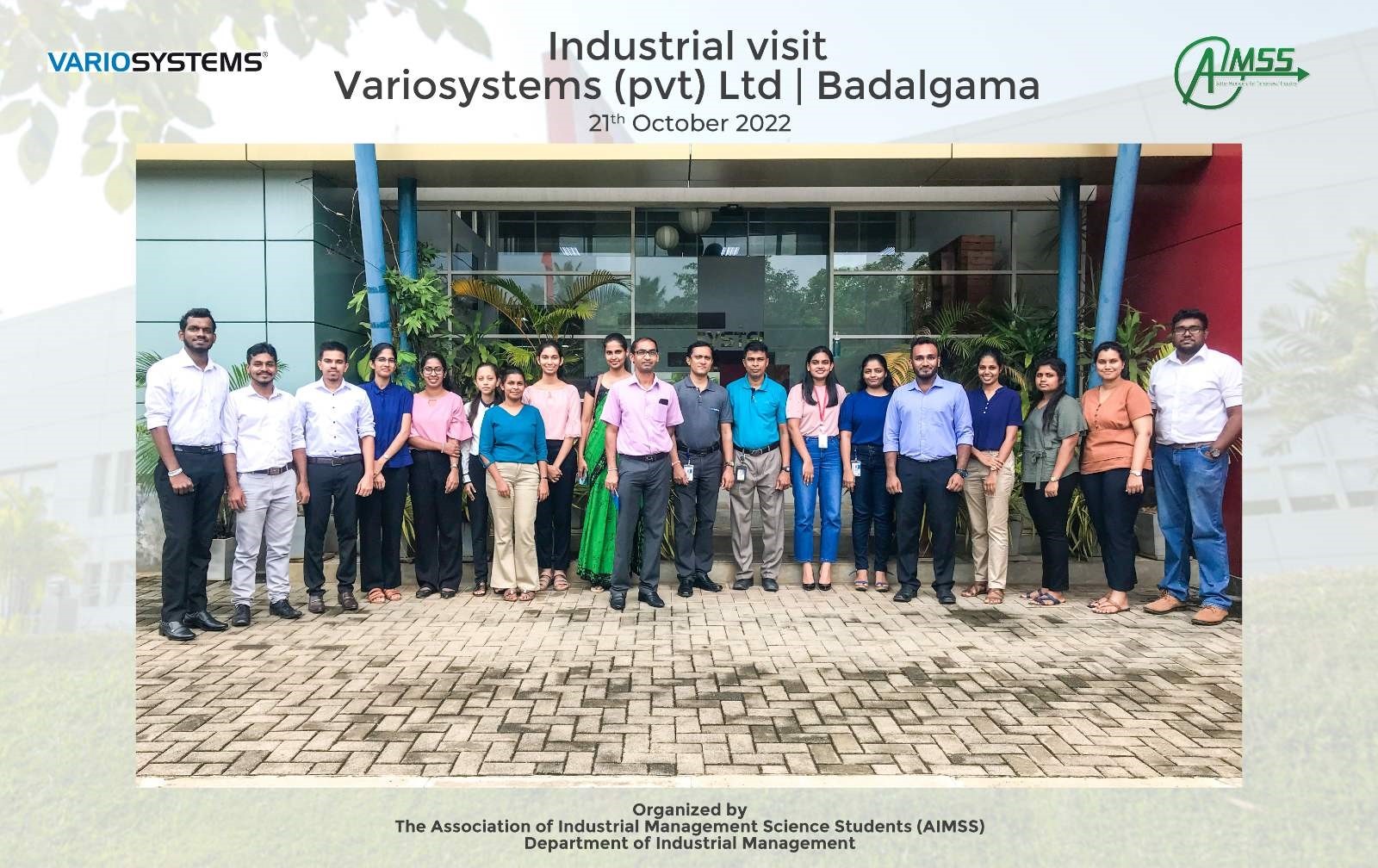 Industrial Visit to Variosystems (Pvt) Ltd by AIMSS – Faculty of Applied Sciences