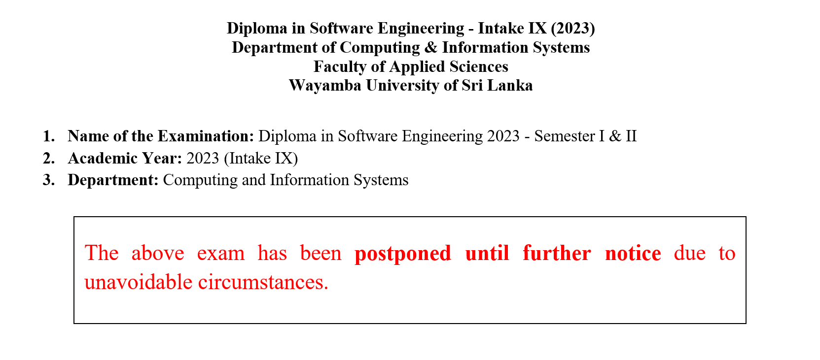 Diploma in Software Engineering - Faculty of Applied Sciences