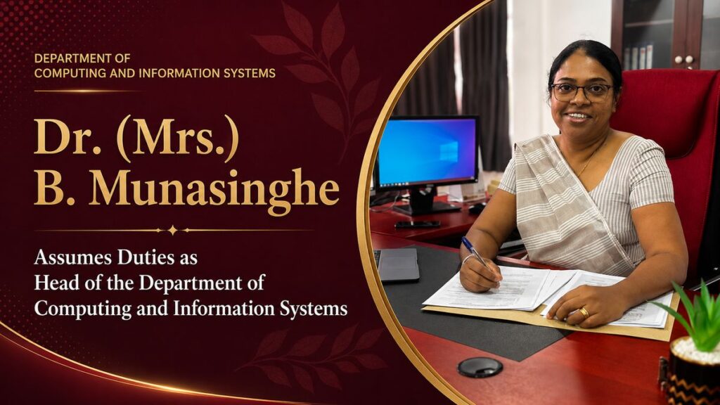 Dr. (Mrs.) B. Munasinghe Assumes Duties as Head of the Department of ...